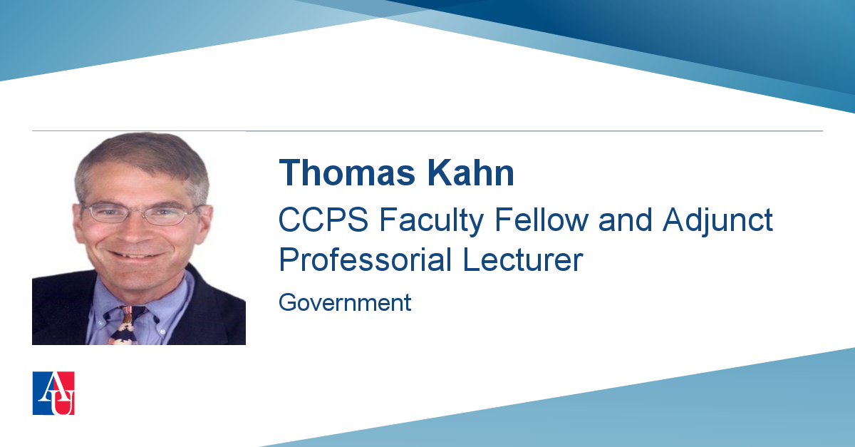 Profile Thomas Kahn | School of Public Affairs | American University