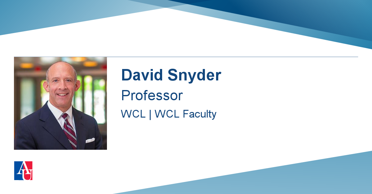 Profile David Snyder | American University, Washington, DC
