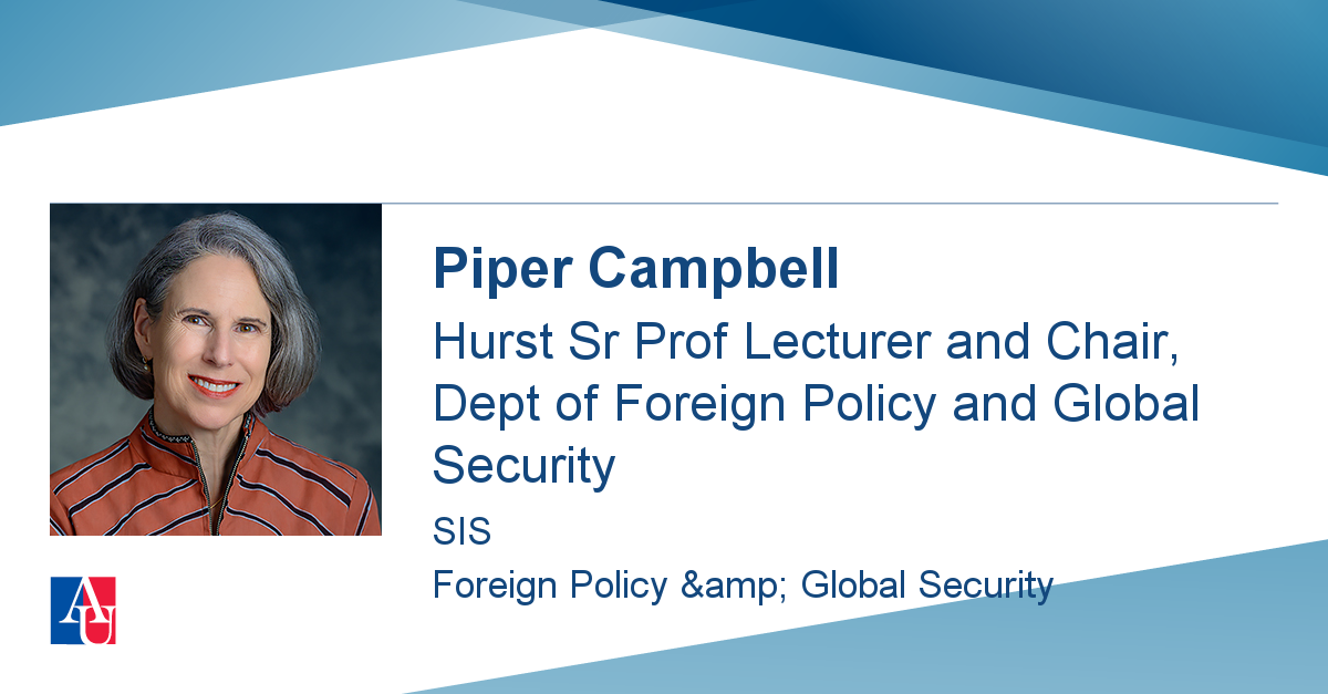 Profile Piper Campbell | School of International Service | American ...