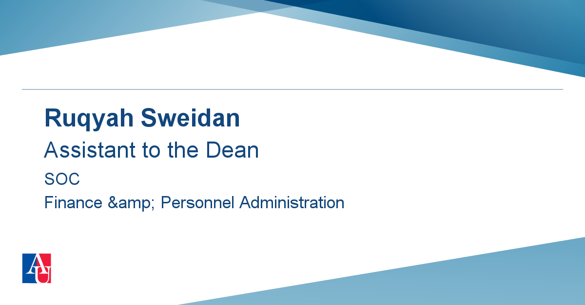 Profile Ruqyah Sweidan | American University, Washington, DC