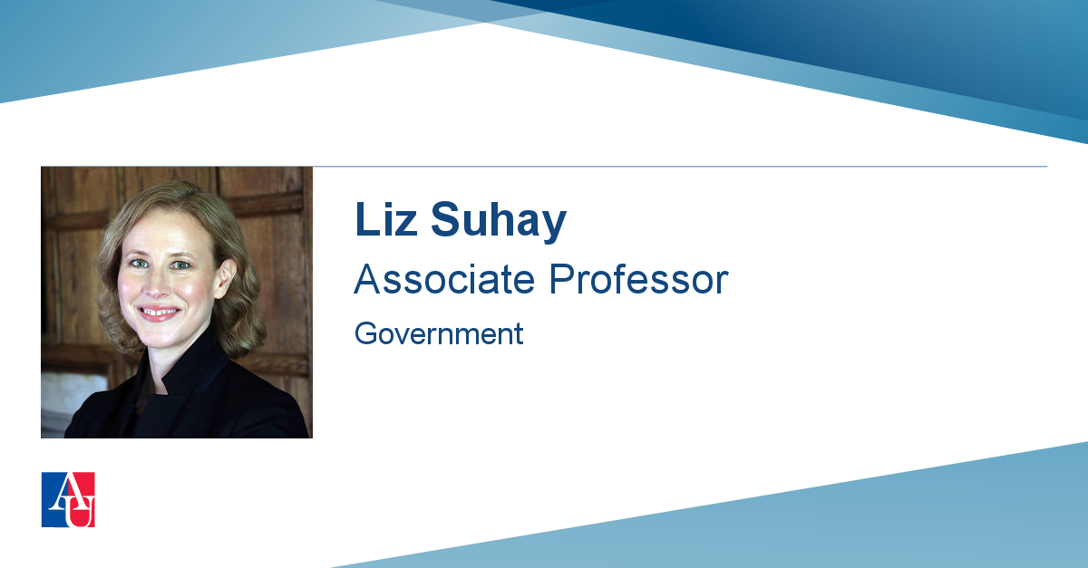 Faculty Profile: Elizabeth Suhay | School of Public Affairs | American ...
