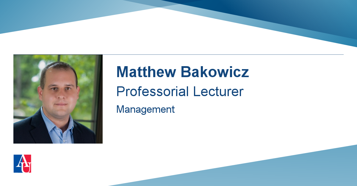 Profile Matthew Bakowicz | American University, Washington, DC