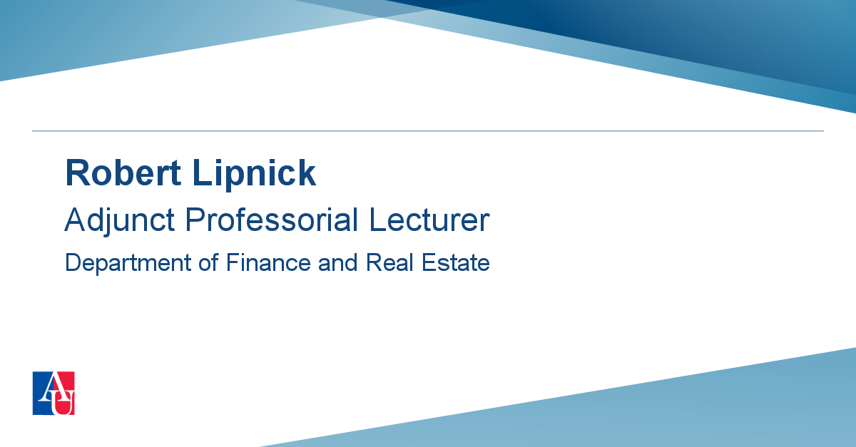 Faculty Profile: Robert Lipnick | American University, Washington, DC
