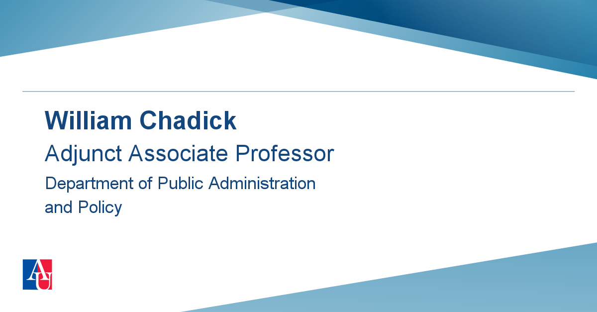 Faculty Profile: William Chadick | School of Public Affairs | American ...
