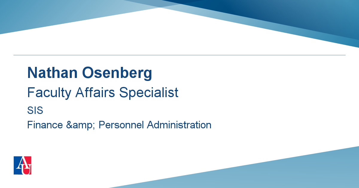 Profile Nathan Osenberg | American University, Washington, DC