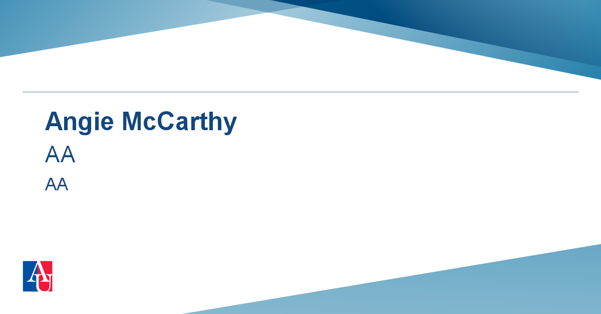 Profile Angie McCarthy | American University, Washington, DC
