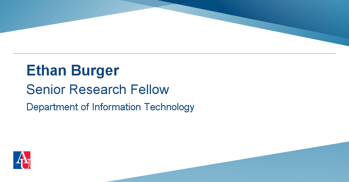 Faculty Profile: Ethan Burger | American University, Washington, DC