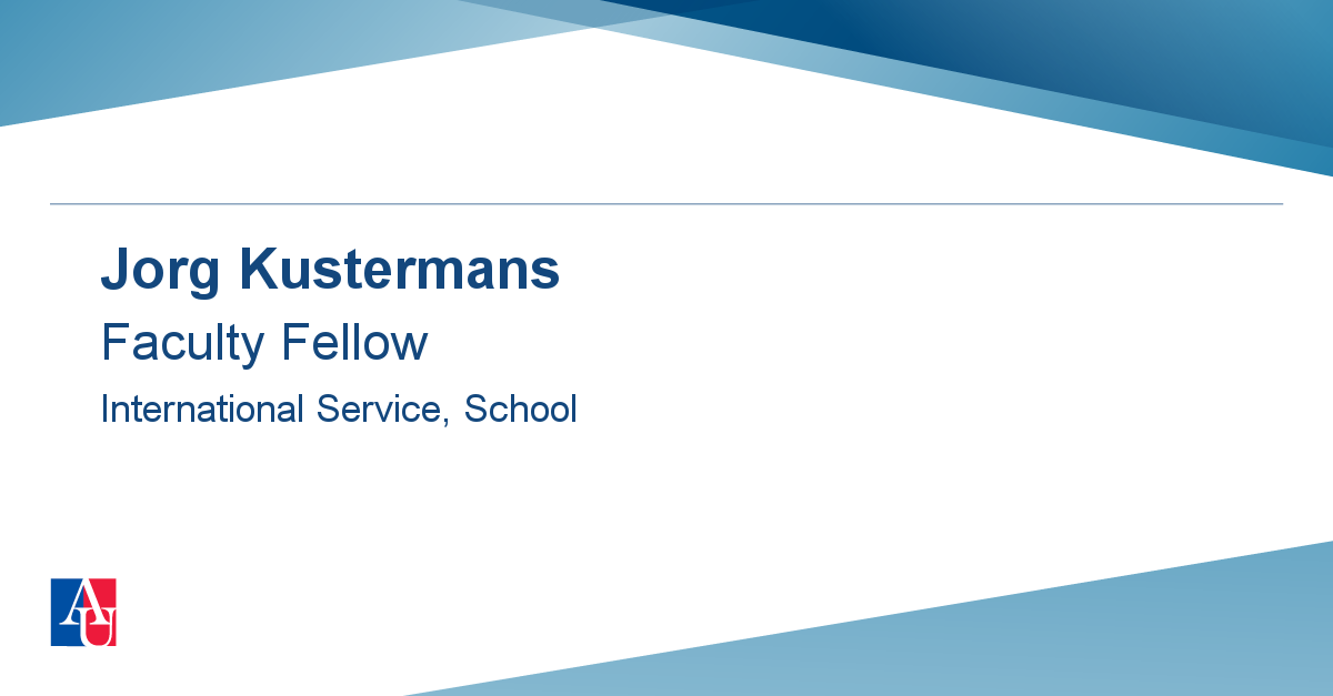 Faculty Profile: Jorg Kustermans | School of International Service ...