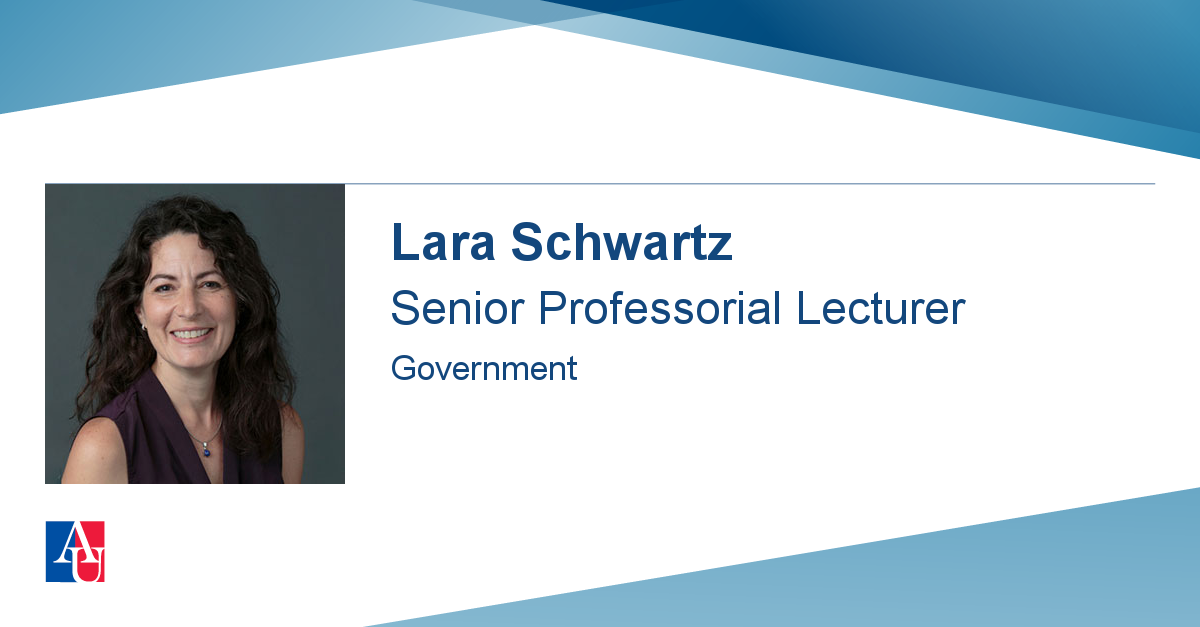Faculty Profile: Lara Schwartz | School of Public Affairs | American ...